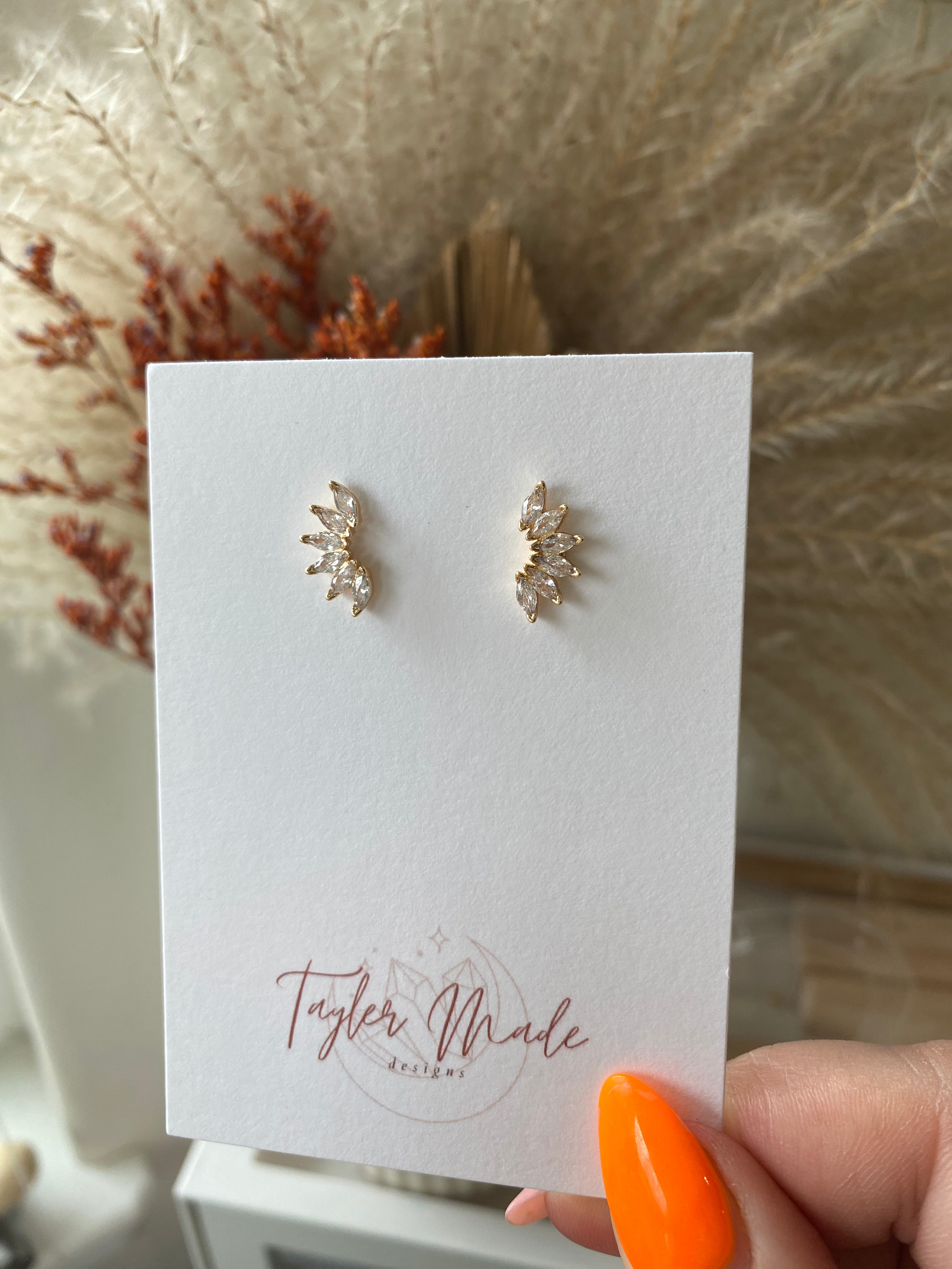 CZ Leaf Studs – Tayler Made Designs